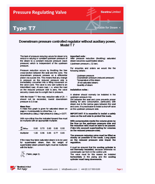 Schley T7 Pressure Regulating Valve - Seetru
