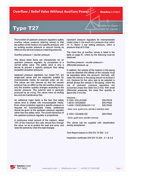 Schley T27 Overflow Valve - Seetru