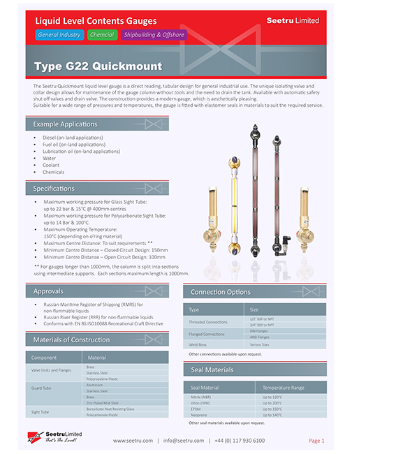 The G22 Quickmount Tubular Gauge - Seetru