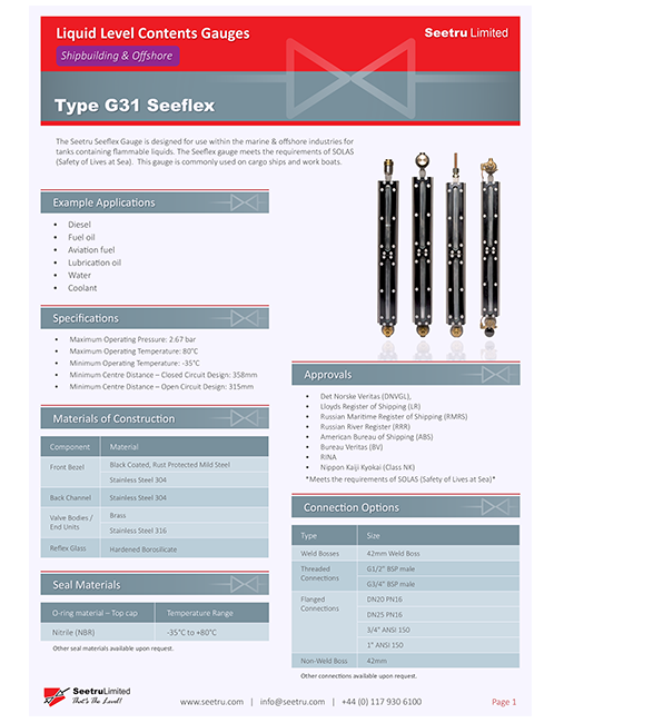 The G31 Seeflex Gauge - Seetru